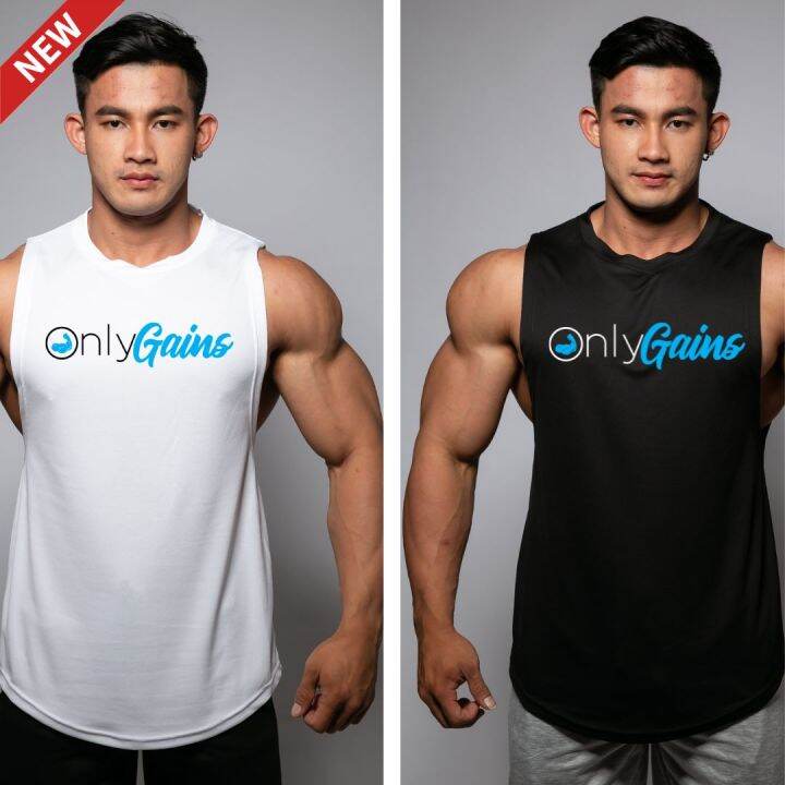 ONLY GAINS เสื้อแขนกุดเว้าแขนกว้าง Drop Arm Muscle Shirt | Lazada.co.th