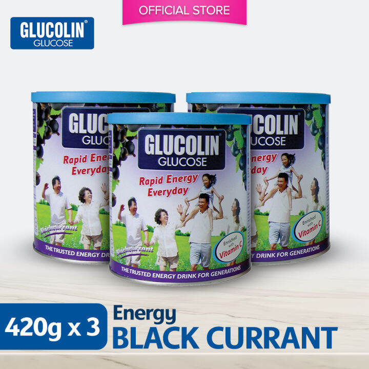 Glucolin Blackcurrant Glucose Energy Drink 420g 3 packs | Lazada