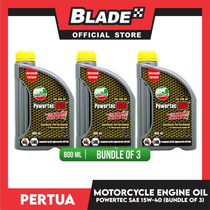 3pcs Pertua Powertech 800 Motorcycle Engine Oil Synthetic Performance ...