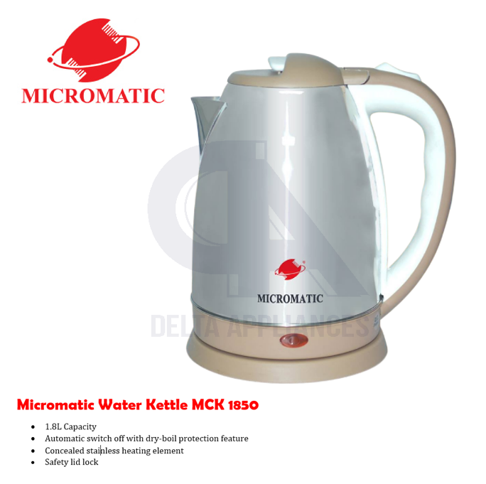 Micromatic Electric Kettle Stainless Original 1 Year Warranty MCK 1850 ...