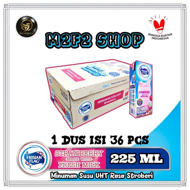 Susu Bendera Frisian Flag Purefarm UHT Strawberry | Stroberi Kotak UHT - 225 ml (Kemasan Karton ...