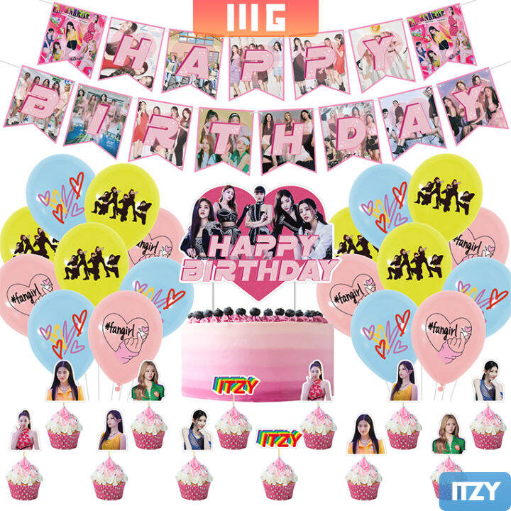 ITZY theme birthday party decoration set Korean girl band banner ...