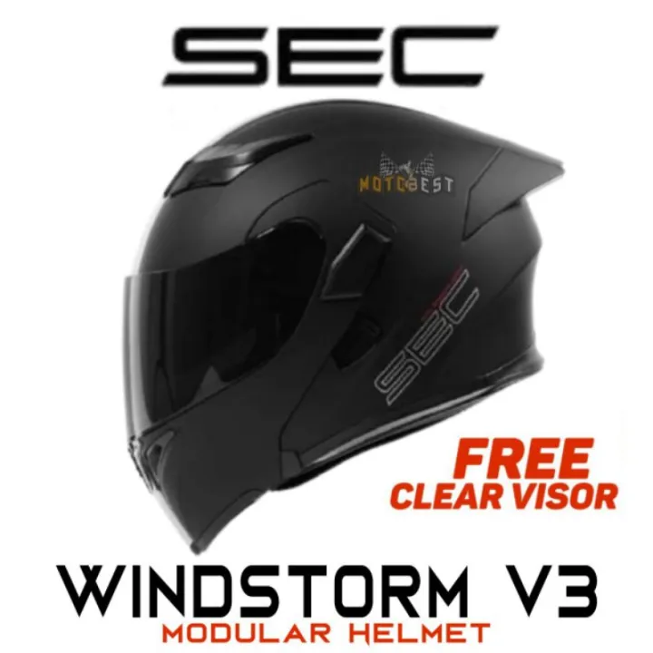 【Hot Stock】 SEC Windstorm v3 Modular Helmet w Free Extra Clear Visor ...