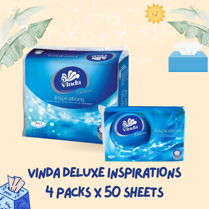 VINDA Deluxe Inspirations Tissue 3ply (4 packsx50sheets/pack) | Lazada