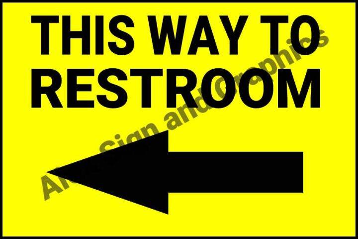 This Way to Restroom (Pointing Left) PVC Signage - A4 Size (7.5 x 11.25 ...