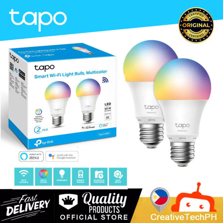Multicolor (2-Pack) TP-Link Smart Bulb Tapo L530E Smart Home Wi-Fi Light Multicolor Dimmable ...