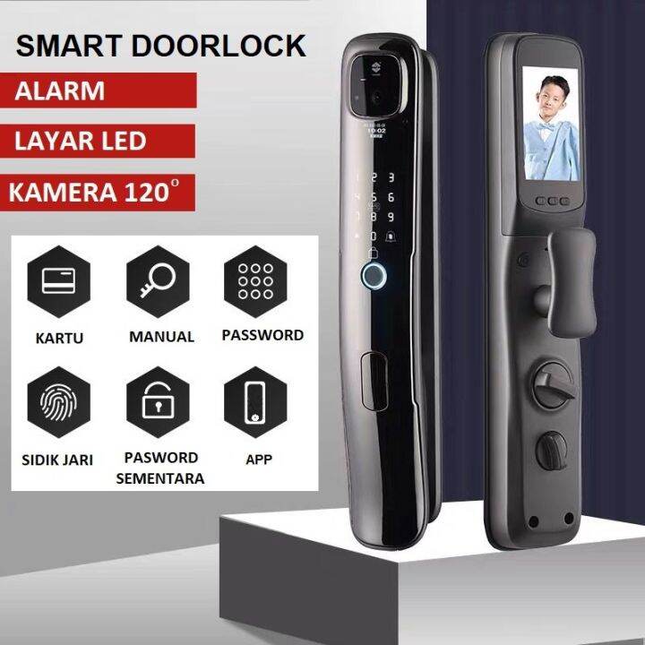 KUNCI OTOMATIS / Smart Door Lock Door Handle Fingerprint Waterprof ...