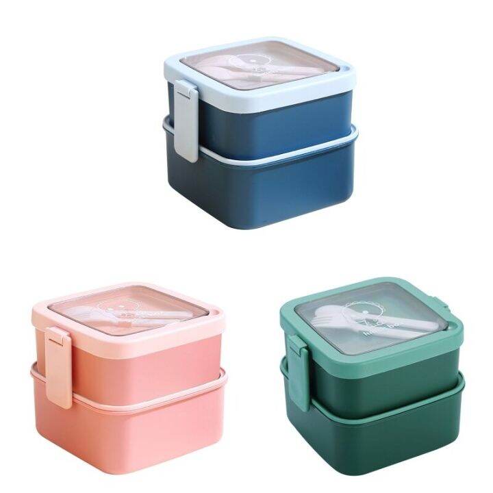 MD-C695 Lunch Box Set Tempat Makan 2 Susun Stackable BPA FREE / Kotak Bento Tingkat Dengan ...