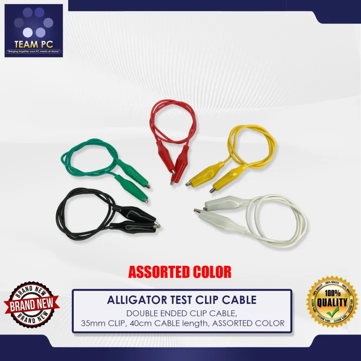 ALLIGATOR TEST CLIP CABLE, DOUBLE ENDED CLIP CABLE, 35mm CLIP, 40cm ...