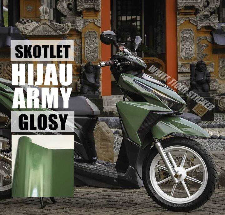 SKOTLET STIKER MOTOR HIJAU ARMI SCOTLITE HIJAU ARMI METALIK GLOSY ...