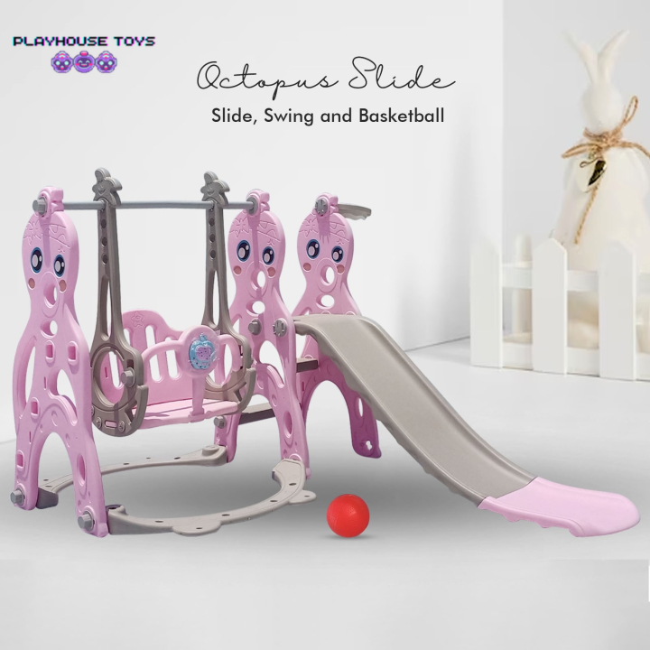 Playhouse 3in1 Octopus Slide, Swing and Basketball | Lazada PH