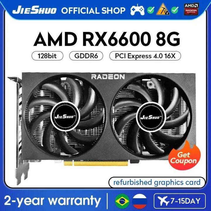 6600 2 6600 2 JIESHUO RX 6600 8G Gaming Graphics Card 128Bit GDDR6 AMD Rx6600 8Gb Supports ...