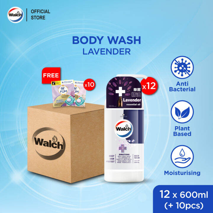 [CARTON DEAL] WALCH Body Wash Lavender 600ml FREE 10pcs ar FÜM Laundry ...
