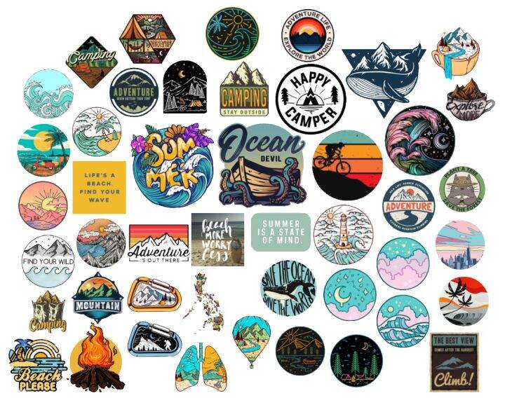 45 Pcs Travel / Outdoors / Adventure / Sport Theme Vinyl Stickers ...