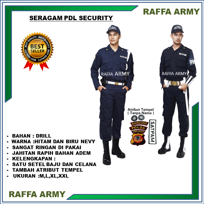 Baju Seragam Pdl Satpam Lengan Panjang Warna Hitam Biru Setelan Pdl Security Terbaru 2022 ...