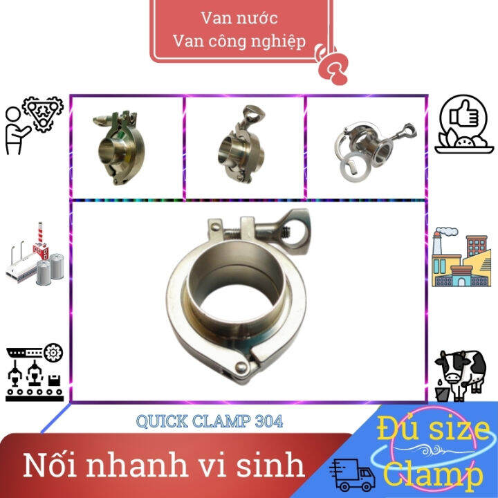 Cùm clamp vi sinh inox 304 phi 76, khớp nối ống nhanh, kẹp vi sinh mâm ...