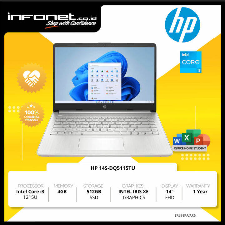 HP 14S-DQ5115TU I3 1215U 4GB 512GB 14 FHD W11 OHS 2021 | Lazada Indonesia