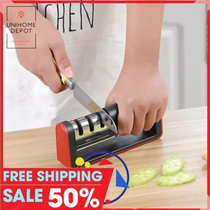3 Stage Ceramic Professional Knife Sharpener Rubber Coated Handle ...