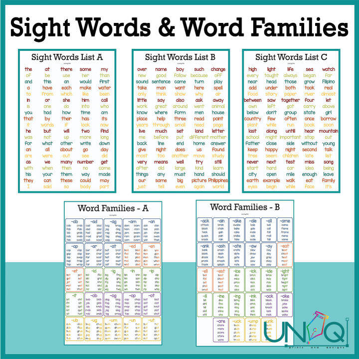 UNIQ English Reading Sight Words and Word Families Part & Figures of ...