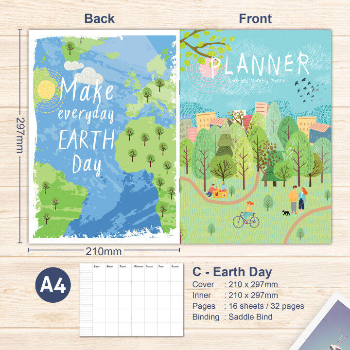 A4 A5 DIY undated planner diary month year planner Journal Stapler bind ...