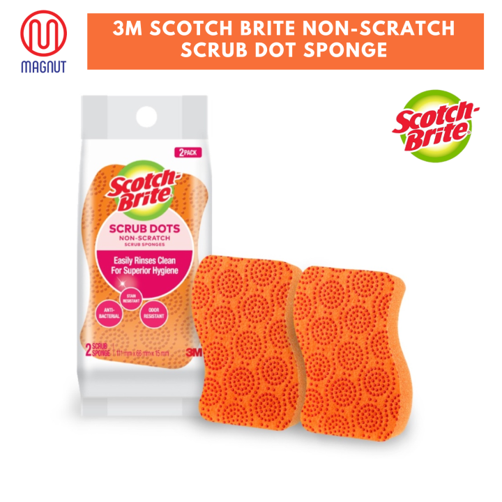 3M Scotch-Brite® Non-Scratch Scrub Dots Cleaning Sponge Non-Scratch ...