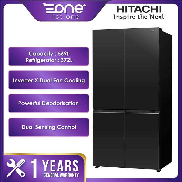 Hitachi 569L Inverter 4 Door French Bottom Freezer Refridgerator R ...