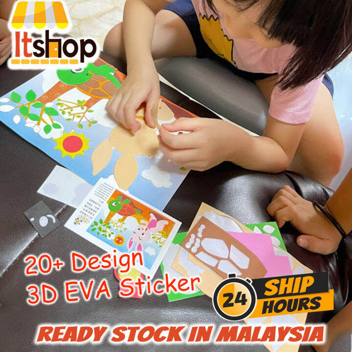 Ltshop DIY 3D EVA Stickers for Toddlers 26x18cm Large Size Cartoon Animal Stickers Preschool Art ...