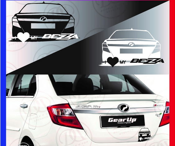 (NEW ARRIVAL) PERODUA BEZZA I LOVE MY BEZZA & CAR SHAPE STICKER HIGH ...