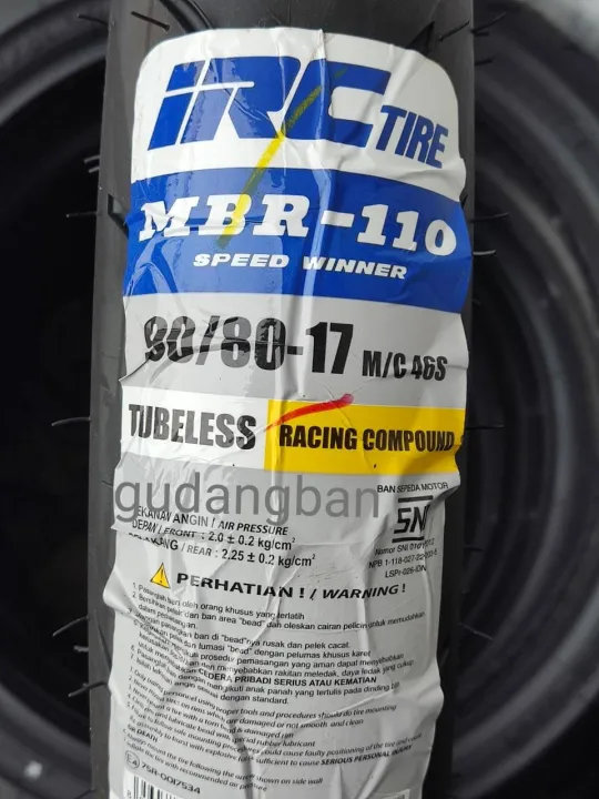 IRC MBR110 90 80 17 Speed Winner Soft Compound Ban luar Motor Tubeless ...