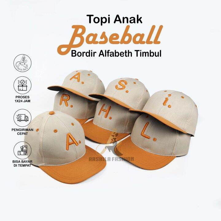 Topi Anak Bordir Inisial A-Z / Topi Anak Huruf Alfabeth Usia 3-12 Tahun ...