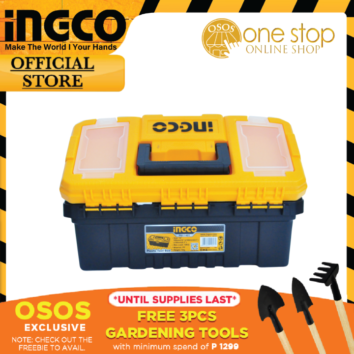 Ingco Original 14" Plastic Tool Box with Removable Tray PBX1401 •OSOS ...