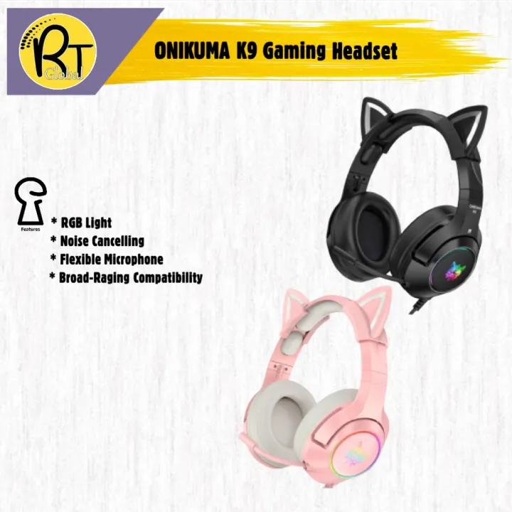 ONIKUMA K9 Gaming Headset with RGB lights Cute Cat Ear Headphone with ...
