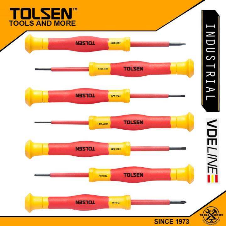 Tolsen 7Pcs VDE 1000V Insulated Precision Screwdriver Set (S2 Steel) GS Certified | Lazada PH