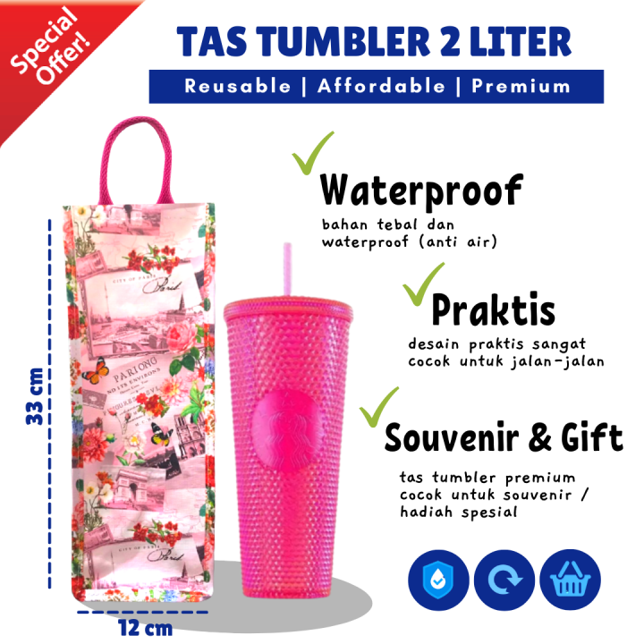 TAS TUMBLER BOTOL 2 LITER SIZE 12X12X33CM BAHAN WATERPROOF TEBAL MOTIF ...