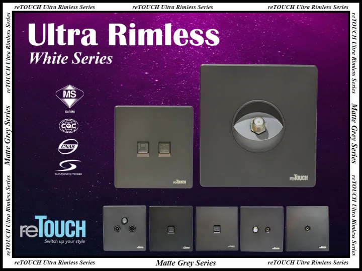 reTouch Ultra Rimless Matte Grey Color - SMATV (TV,FM,SAT) Socket ...