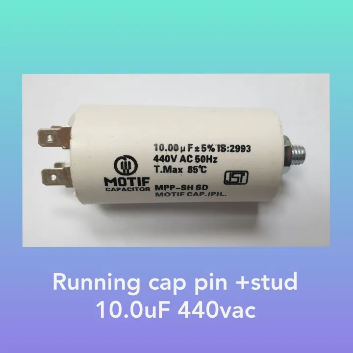 MTF Running Capacitor 10uF 440VAC 4 pin + stud | Lazada