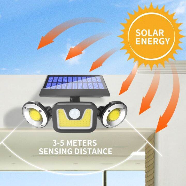 ไฟแสงอาทิตย์ Double Head พลังงานแสงอาทิตย์โคมไฟ COB Spotlight กันน้ำ ...