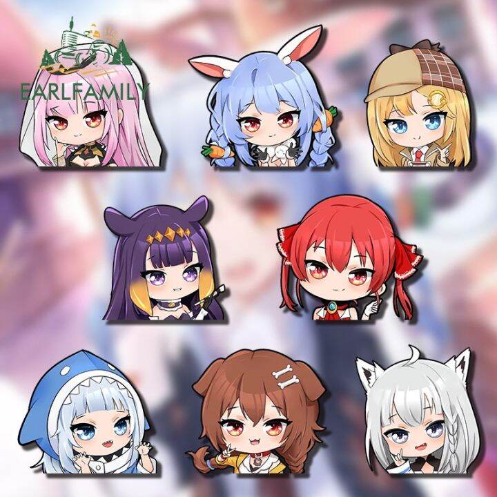 EARLFAMILY 13cm for Hololive Gwar Gura Watson Pekora Car Stickers ...