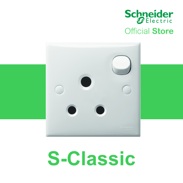Schneider Electric S-Classic 15A 1 Gang Switched Socket, White | Lazada