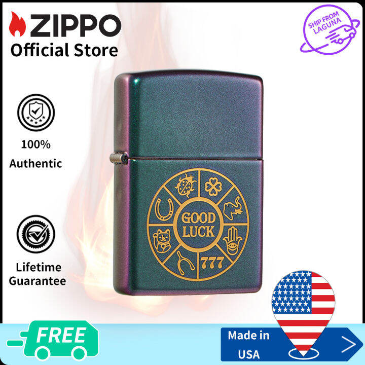 Zippo Laser Engraved Lucky Symbols Design Iridescent Windproof Pocket Lighter | Zippo 49399 ...