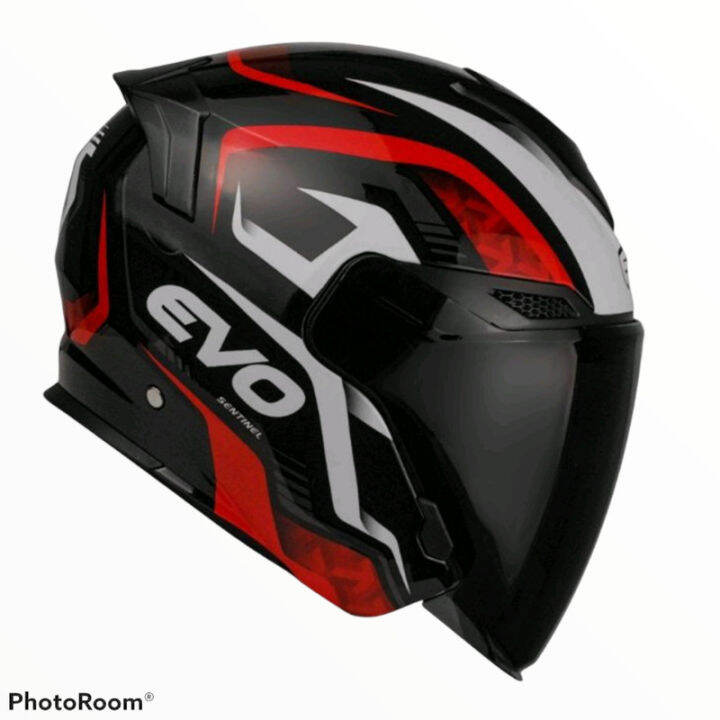 EVO RX 7 Sentinel Half Face Dual Visor Helmet black red | Lazada PH