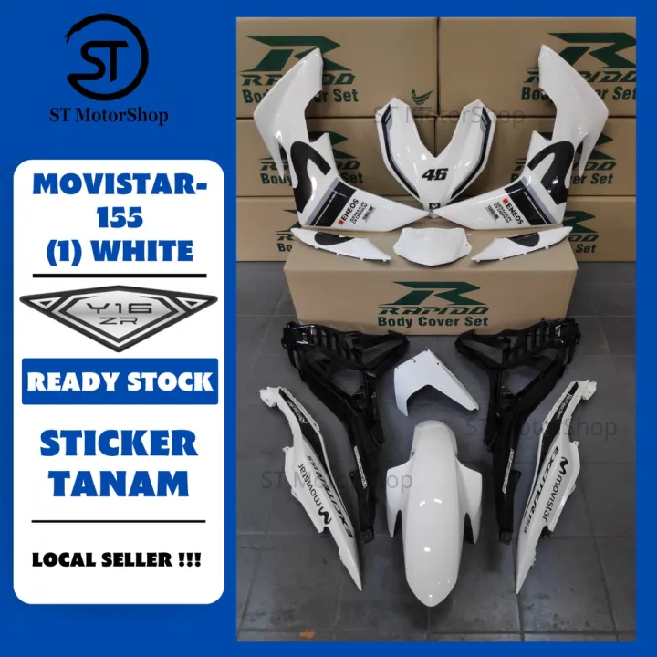 YAMAHA Y16 Y16ZR MOVISTAR-155 (1) WHITE COVER SET (STICKER TANAM ...