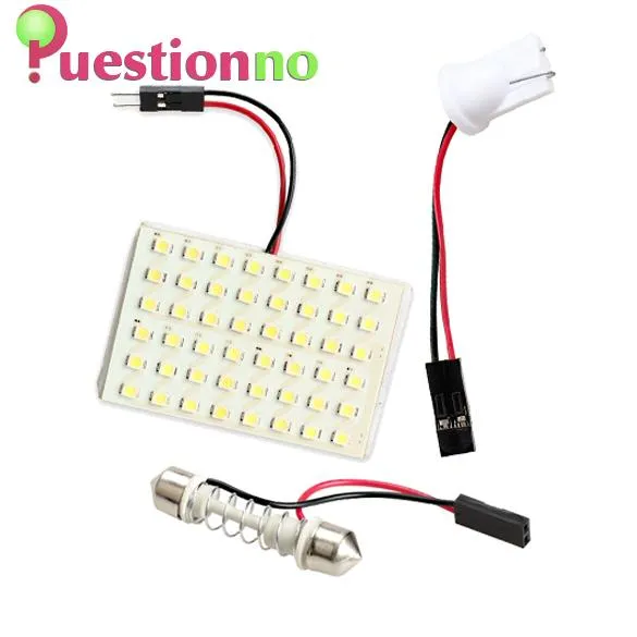 48 LED Dome Festoon Interior Bulb Roof Light with T10 Adapter Festoon ...
