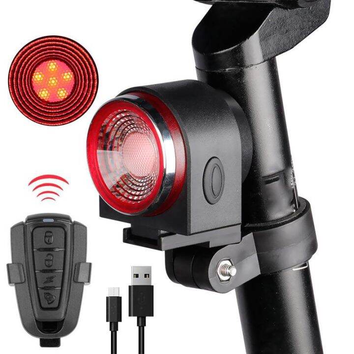 Bike Alarm Tail Light, USB Rechargable Ultra Bright Rear Bicycle Light ...