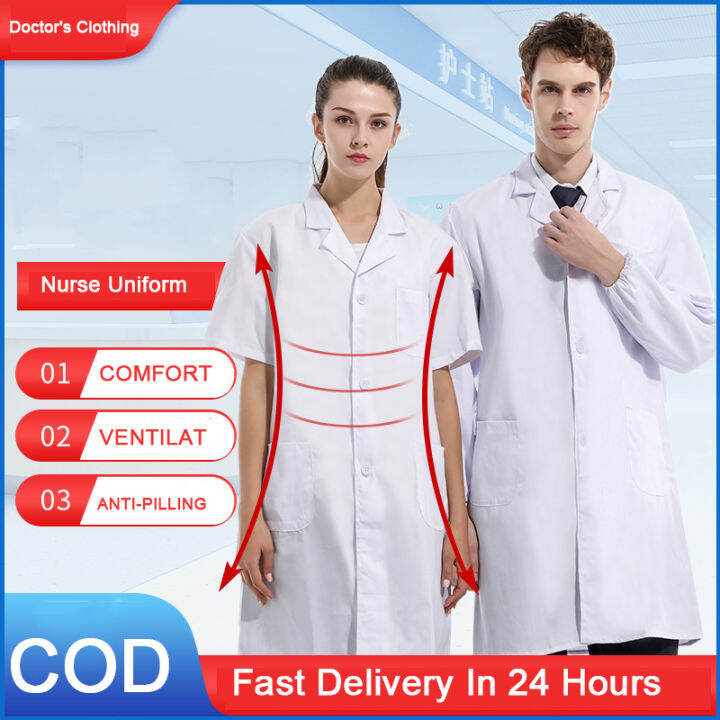 【COD】Lab Coat Lab Coat White White Coat Lab Gown White Laboratory Gown ...