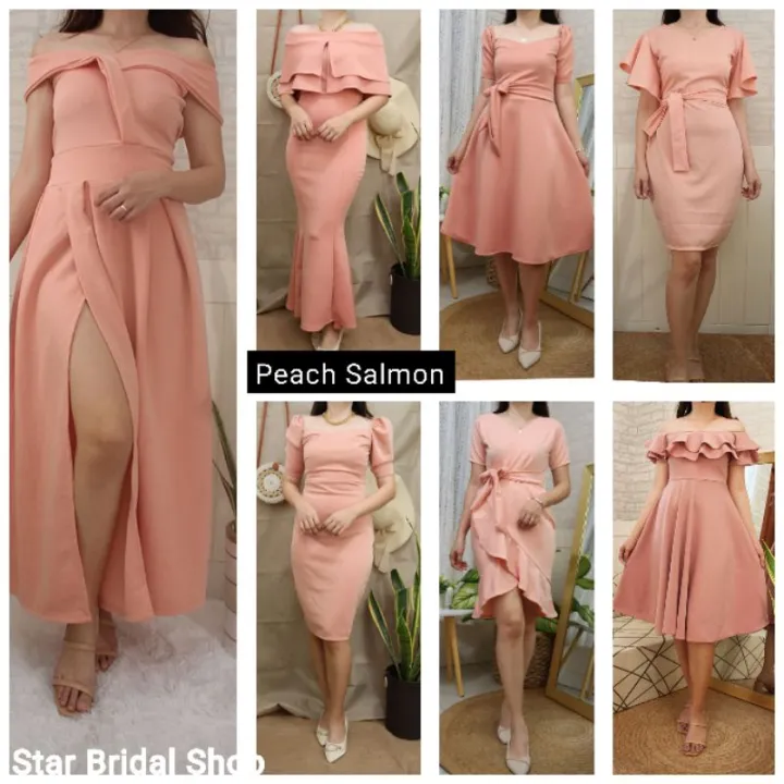 PEACH SALMON THEME COLOR FORMAL DRESSES | Lazada PH