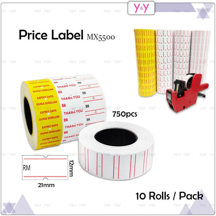 Price Label Tag Roll MX5500 10 Rolls / Price Sticker / Price Tag / Sticker Harga | Lazada
