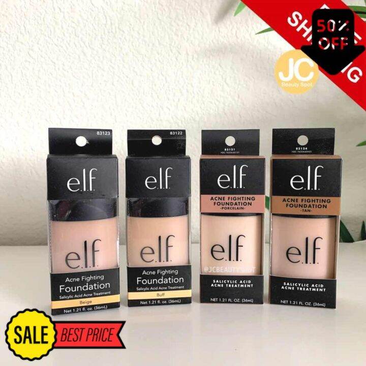 รองพื้นไม่ติดแมส รองพื้นปกปิดดี E.L.F. Acne Fighting Foundation 36ml ...