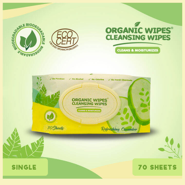 Organic Wipes Cleansing Wipes Refreshing Cucumber 70s Single | Lazada PH