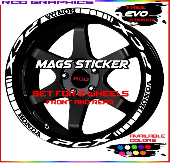 Honda Pcx mags sticker good for 2 wheels set front and rear dsgn3 ...
